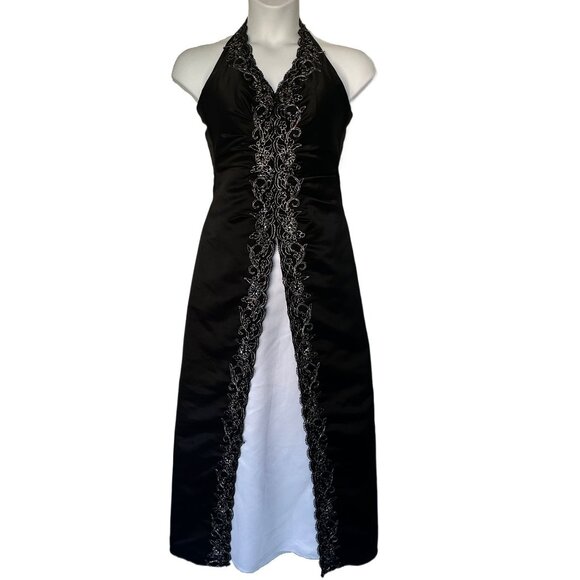 Jump | Dresses | Vintage Jump Apparel Black White Satin Evening Gown ...